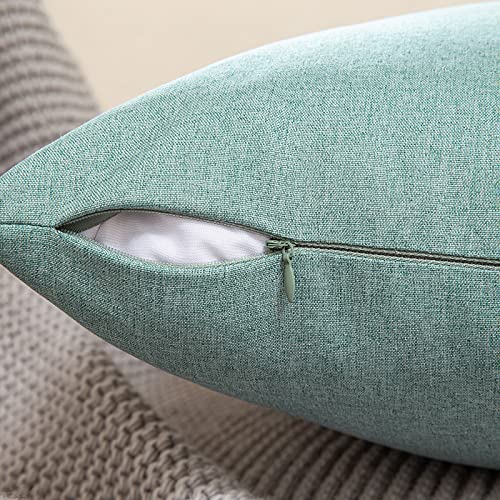Woaboy Set of 2 Outdoor Waterproof Throw Pillow Covers Decorative Farmhouse Solid Cushion Cases for Spring Bed Sofa Couch Car Living Room Teal 16x16 inch