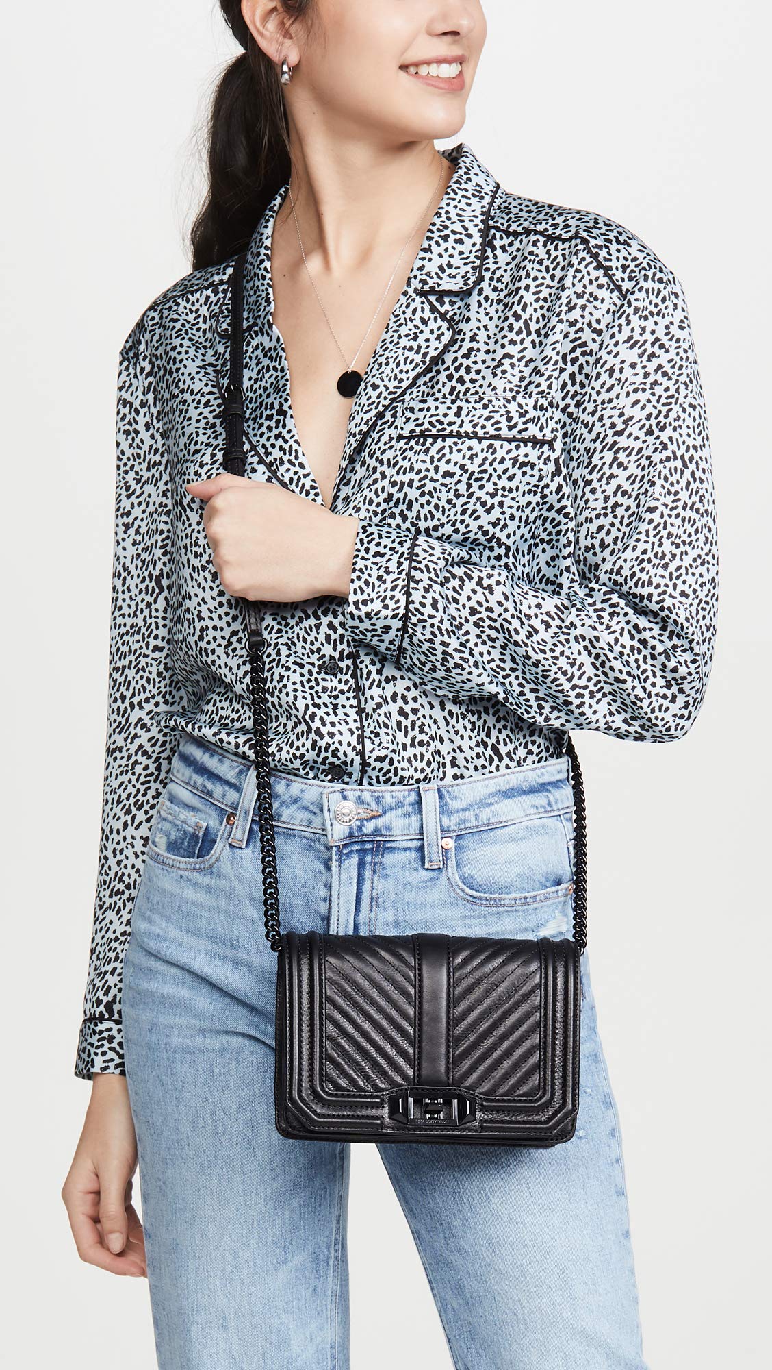 Rebecca Minkoff womens Chevron Quilted Love Crossbody Handbag, Black, One Size US