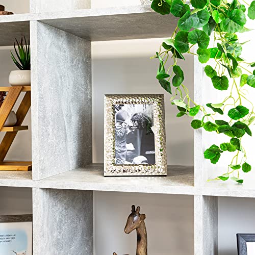 Modern Designer Silver Plated Steel Metal 4x6 Picture Frame with Hammered Frame | Luxurious Black Velvet Backing | Portrait or Landscape