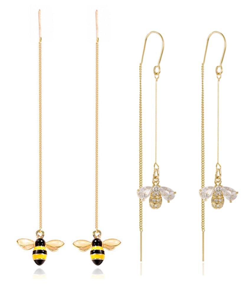 CutieJewelry Delicate Bumble Honey Bee Dangle Cute For Womens Ladies Jewelry Pretty Earrings 2 PAIRS
