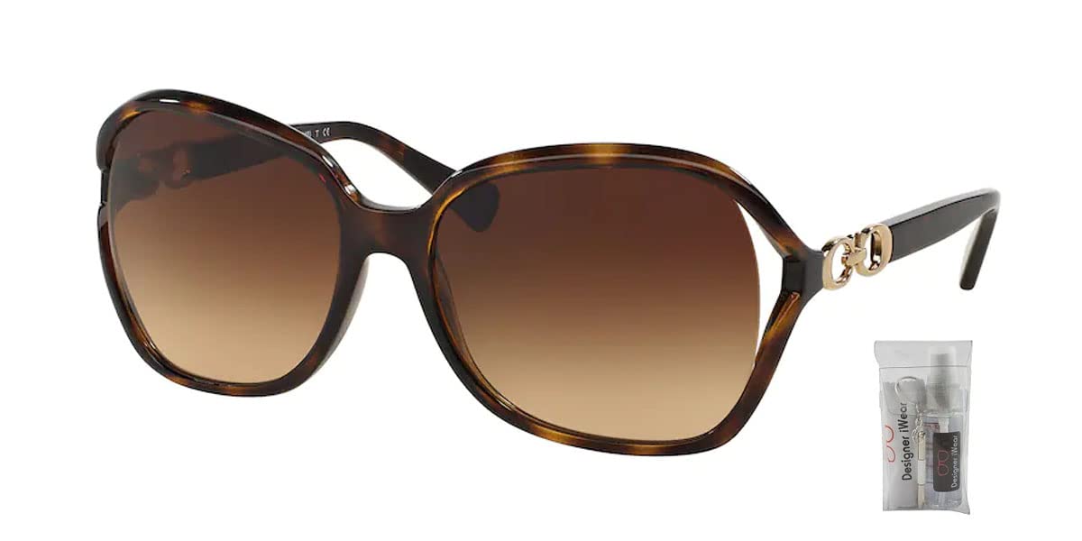 Coach HC8145 512013 60MM Dark Tortoise/Brown Gradient Butterfly Sunglasses for Women + BUNDLE With Designer iWear Eyewear Kit