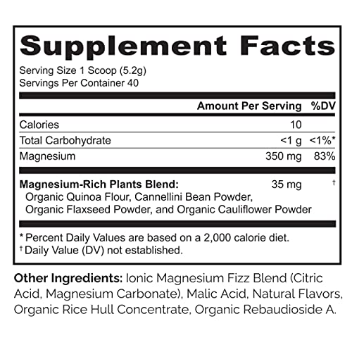 NATURELO Whole Food Magnesium Powder - Supports Stress Relief, Relaxation, Raspberry Lemon Flavor - 40 Servings | 7 oz