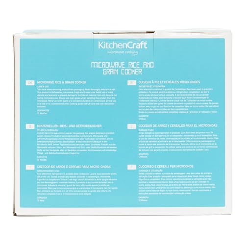 KitchenCraft Rice Cooker - Microwave Steamer, BPA Free Plastic, 1.5 Litre, White/Red