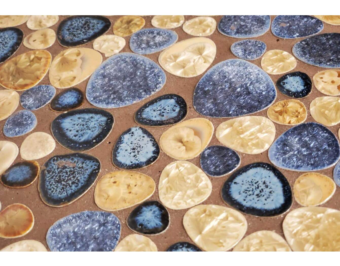 Blujellyfish Glazed Blue Mosaic Ceramic Pebble Porcelain Tile Swimming Pool Bath Shower Wall Flooring Tile TSTGPT001 (5 Square Feet)