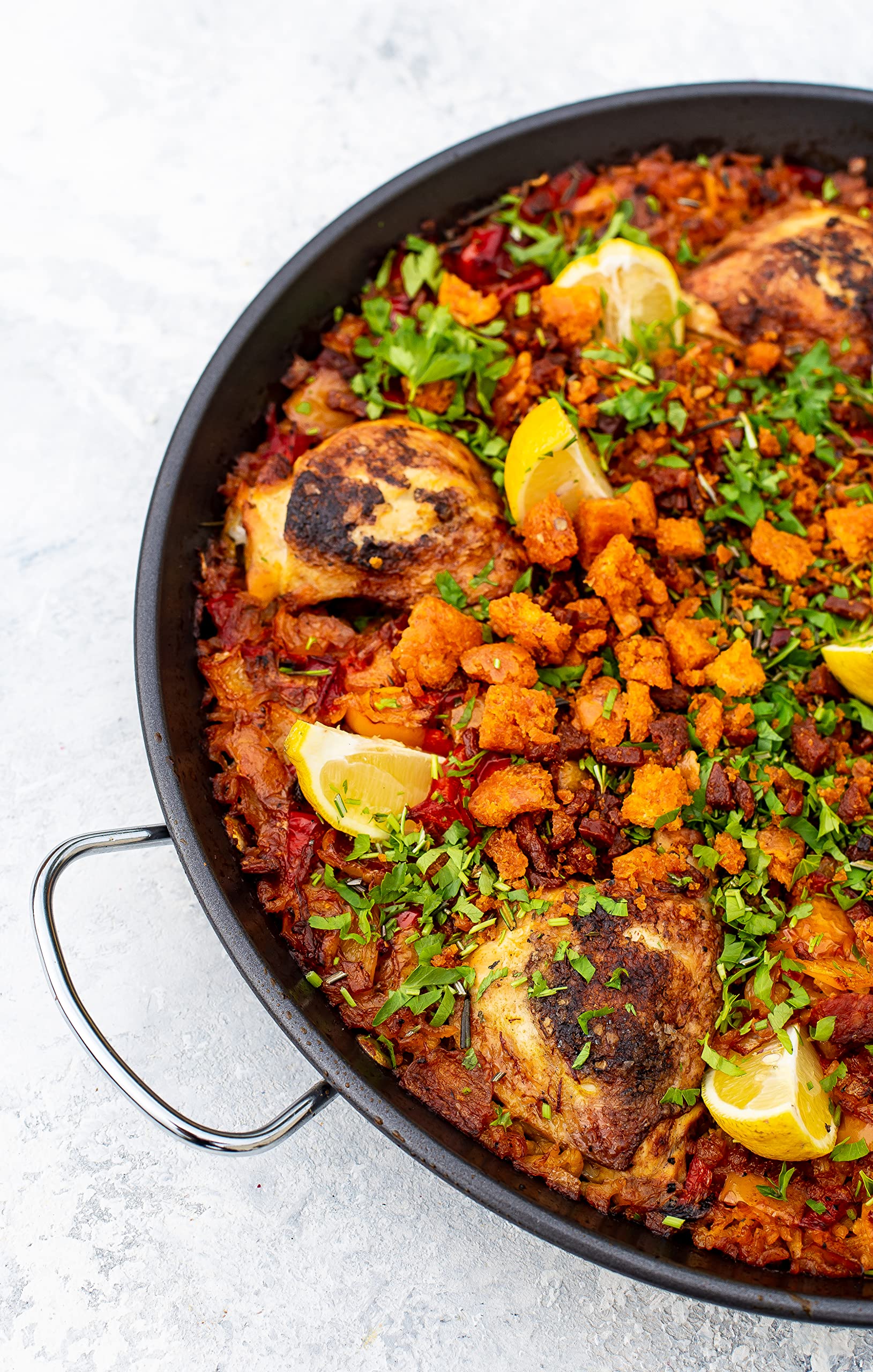 KitchenCraft World of Flavours Paella Pan, Non Stick, Carbon Steel, 32 cm