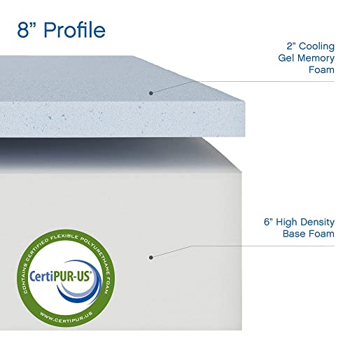 Classic Brands Cool Gel Memory Foam 14-Inch Mattress with Bonus Pillow | CertiPUR-US Certified | Bed-in-a-Box, Twin