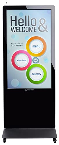 Displays2go 55" Touch Screen Kiosk with Wireless Connectivity, Wheels, Single Sided - Black (DGSNFSTCH55)