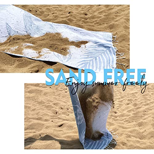 ORTIGIA Turtle Turkish Beach Towel Oversized 36x71INCH Sand Free Quick Dry Towel Extra Large Wearable Bath Towel Highly Absorbent Light Travel Towel for Beach, Bath, Pool, Gym, Yoga(Teal)