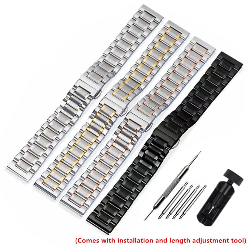 Niziruoup 22mm Stainless Steel Watch Band Universal Metal Watch Strap Smartwatch Replacement Band Men Women fit Most Traditional Watches, Stainless Steel, Gold