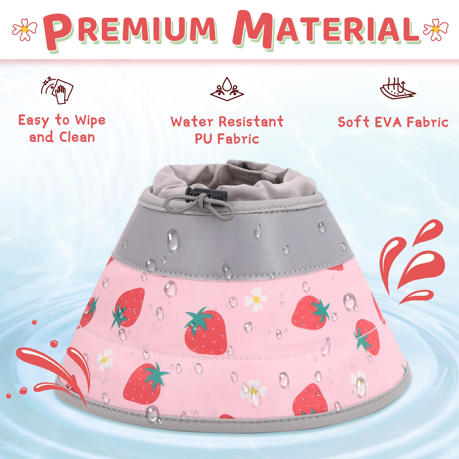 GoGoPaw Cat Cone, Adjustable Cat Cone Collar Soft to Stop Licking, Foldable Cute Cat Cone Alternative, Water Resistant Neck Cone for Cats, Lightweight Cat Recovery E Collar for Cat Kitten(Pink,S