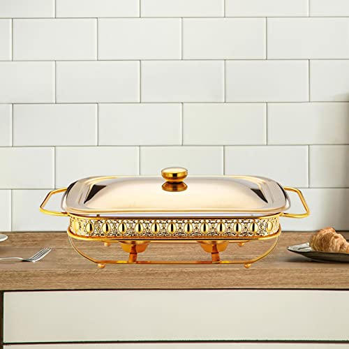 NOGRAX Chafing Dish Buffet Set, Stainless Steel Buffet Servers and Warmers for Party Catering, Complete Chafer Set with Water Pan, Aureate Tray (Color : Aureate)