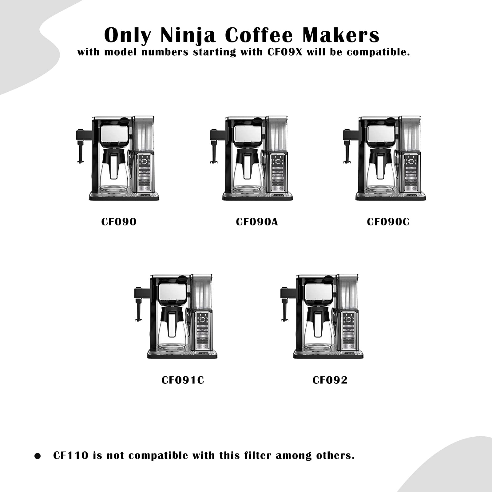 CUUKSHKN Reusable Coffee Filters, Replacement Coffee Filters, for Ninja Coffee Maker Filter and Brewers, Permanent Filter Compatible with CF09X Series Models (2 Pack)