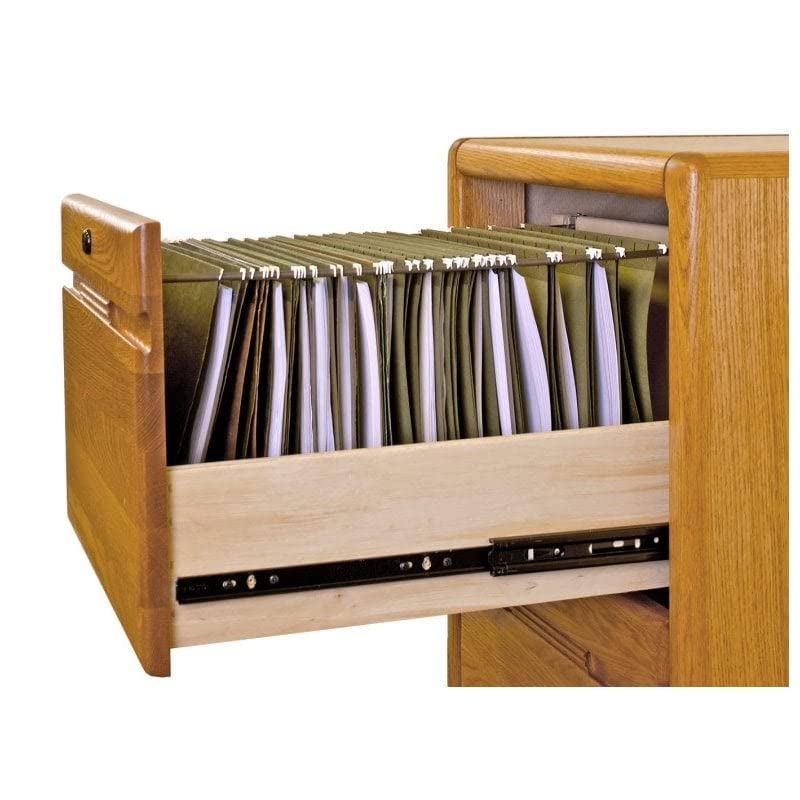 BOWERY HILL 2 Drawers 29" Vertical Oak Wood Filing Cabinet Lockable Pre-assembled Stationary for Home, Office