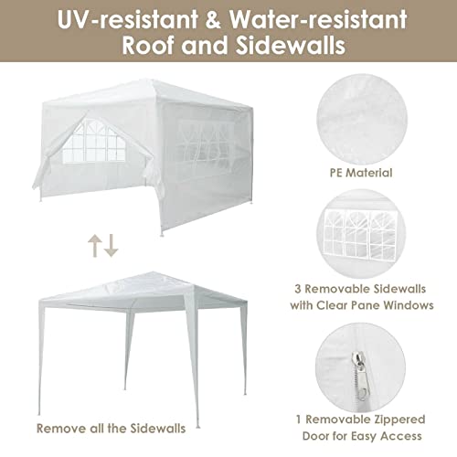 CLYZ 10'x10' Outdoor Canopy Party Wedding Tent White Gazebo Pavilion w/4 Side Walls