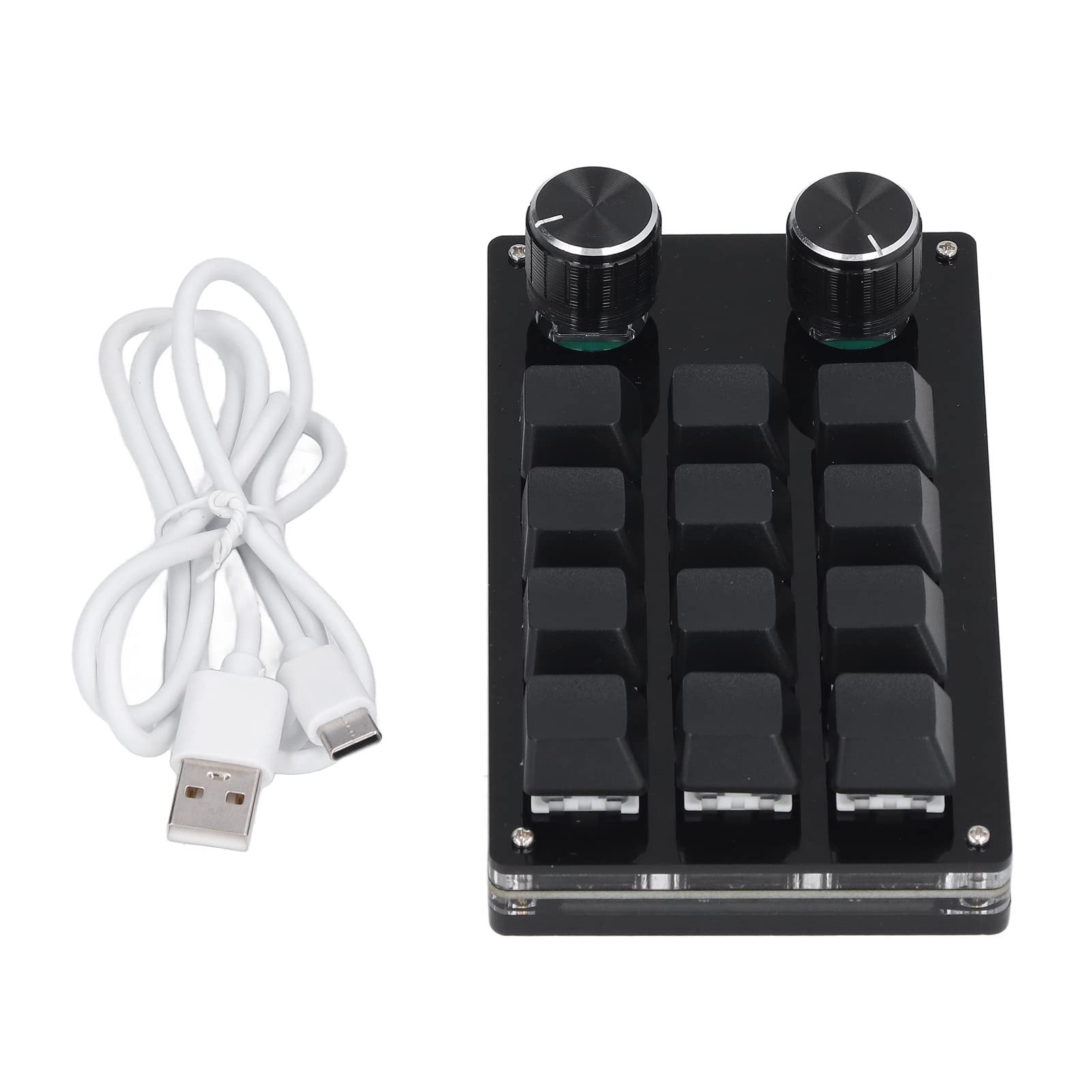 DAUERHAFT PC Gaming Keyboard, Portable Programmable Computer Keyboard and Mechanical Gaming Keyboard, Customizable Mechanical Keyboard and Computer Game Hardware with 1 USB Cable, 12 Keys, 2 Buttons