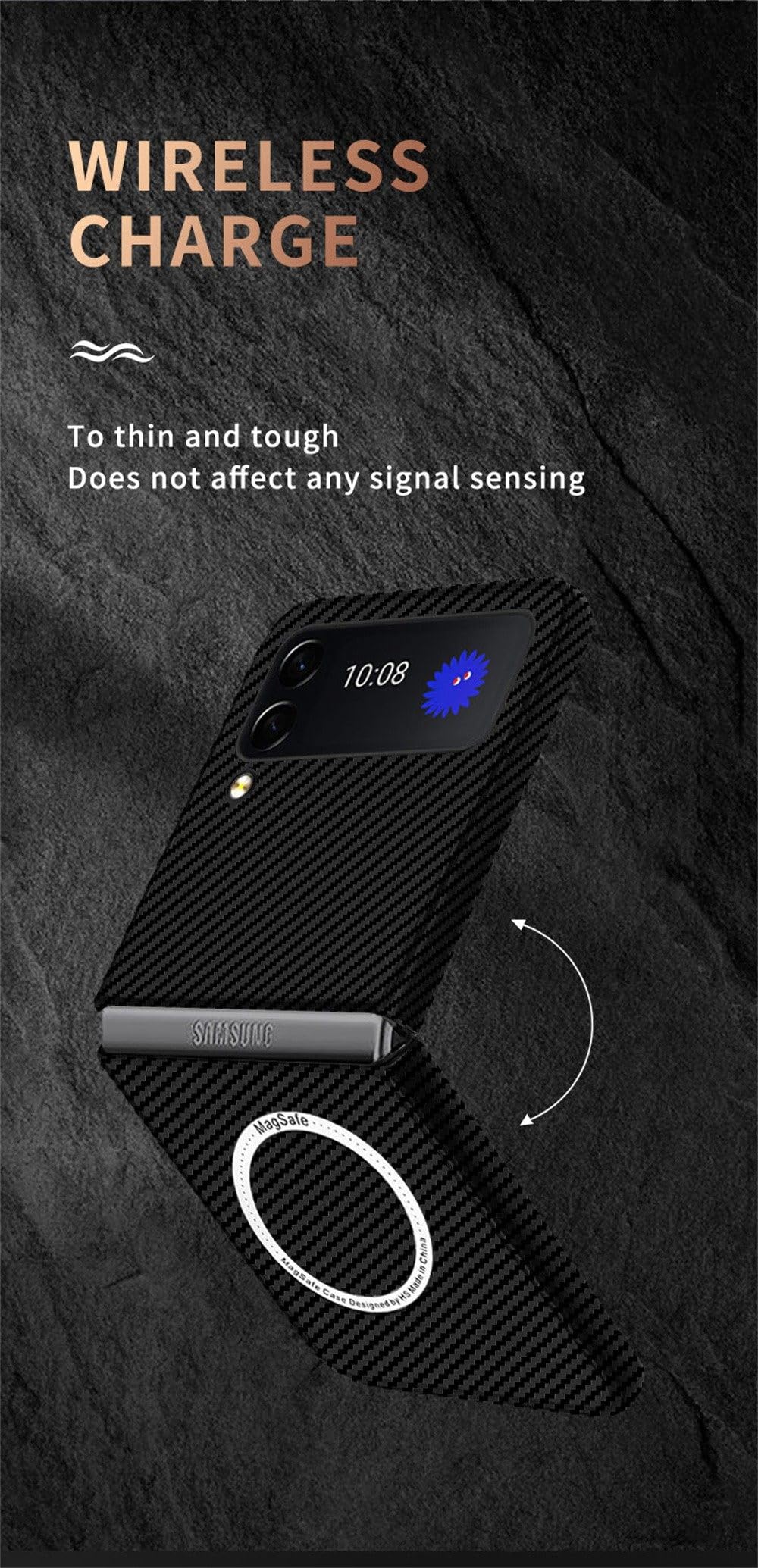 Carbon Fiber Magnetic Phone Cases for Samsung Galaxy Z Flip 3 Z Flip 4 5G Hard PC Back Cover,Z5,for Z Flip 3
