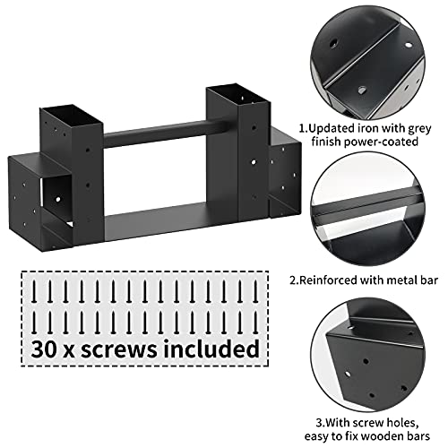 Foozet Firewood Rack Outdoor with Wood Screws Log Rack Heavy Duty Steel Adjustable to Any Length Station Firewood Bracket Kit Black Medium