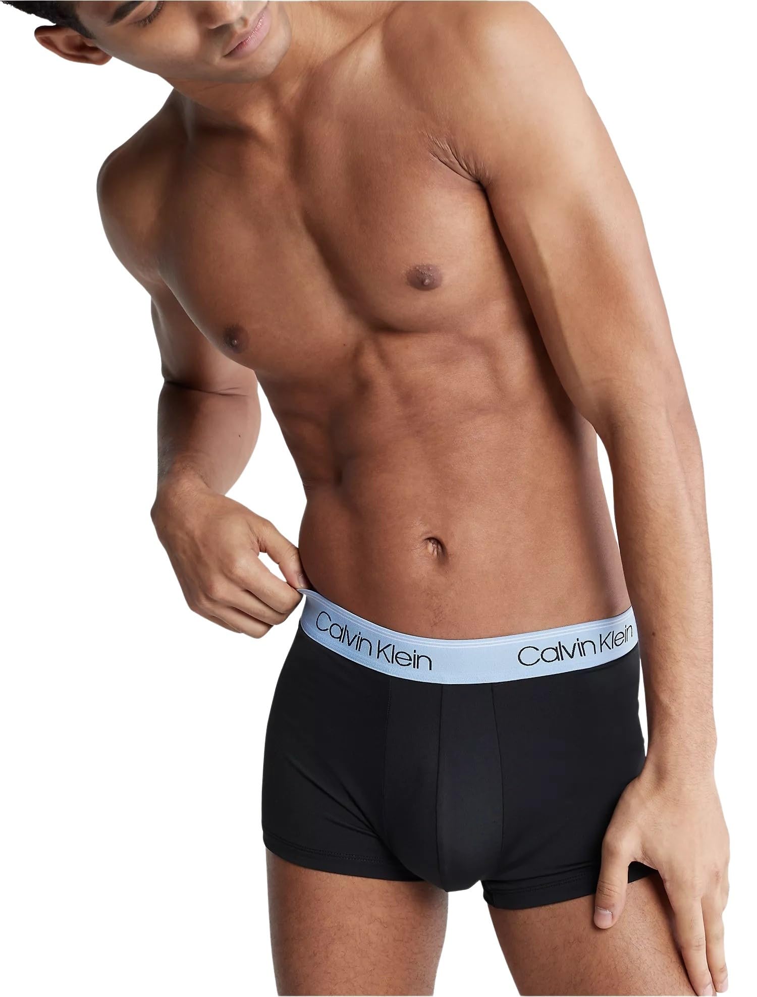 Calvin Klein Men's Low Stretch Microfiber Boxer Brief (Medium, Black/Dark Olive/Dapple Grey/Bel Air Blue)