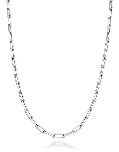 Miabella Solid 925 Sterling Silver Italian 2.5mm Paperclip Link Chain Necklace for Women Men, Made in Italy (Length 20 Inches)