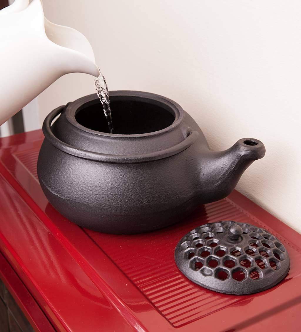 Honeycomb Top Wood Stove Steamer| Solid Cast Iron| Matte Black Finish| Rust Resistant| Decorative Functional Alternative to Electric Humidifiers| 3 QT Capacity| 11.25" L x 8.5" W x 4.25" H