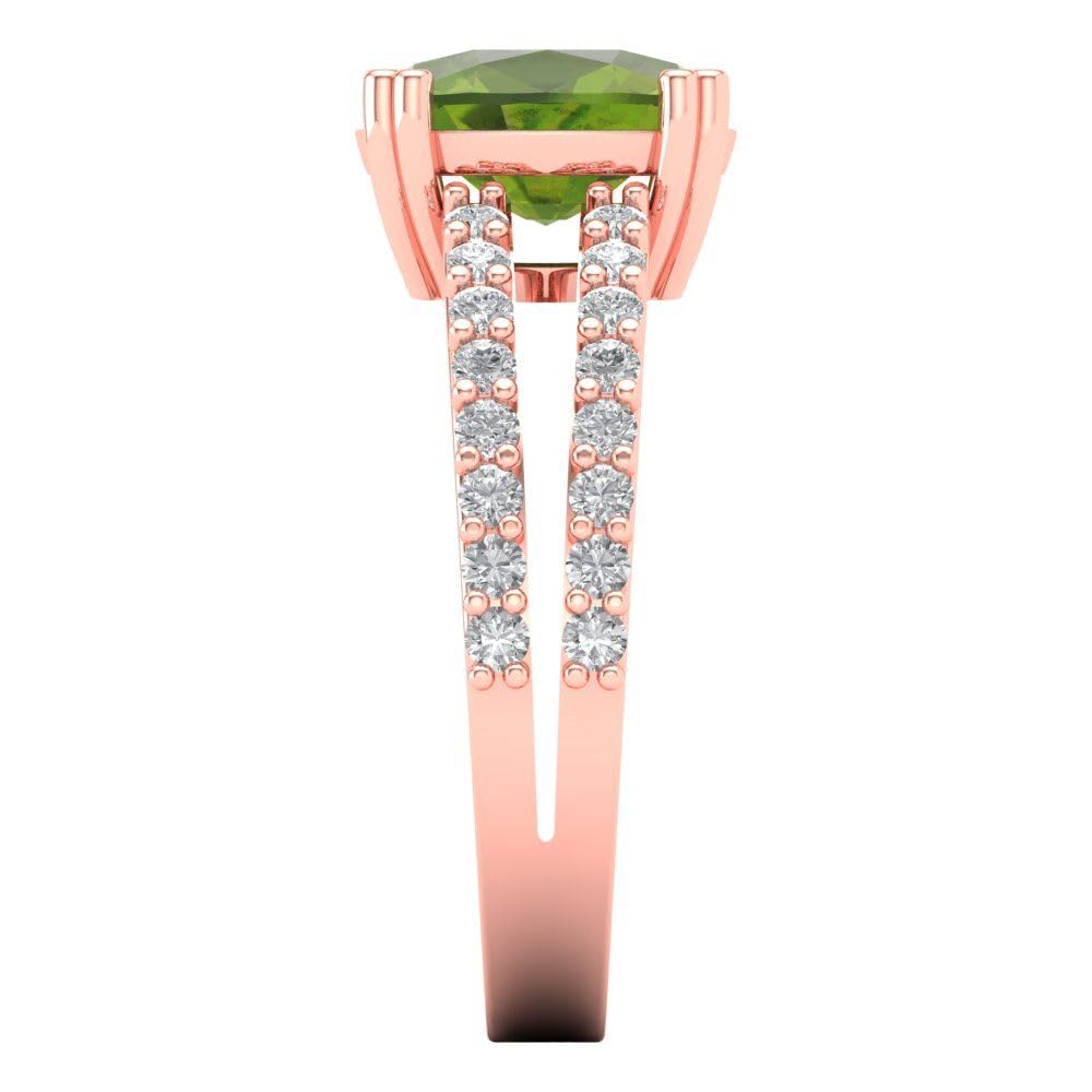 Clara Pucci 3.44ct Cushion Cut Solitaire Natural Vivid Green Peridot Proposal Designer Wedding Anniversary Bridal ring 14k Rose Gold 6.25