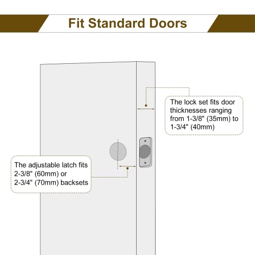 HOSOM 6 Pack Passage Door Handles Interior Door Levers for Hallway, Closet Doors Heavy Duty No Locking Door Handle Set, Satin Nickel Finished with Square Plate