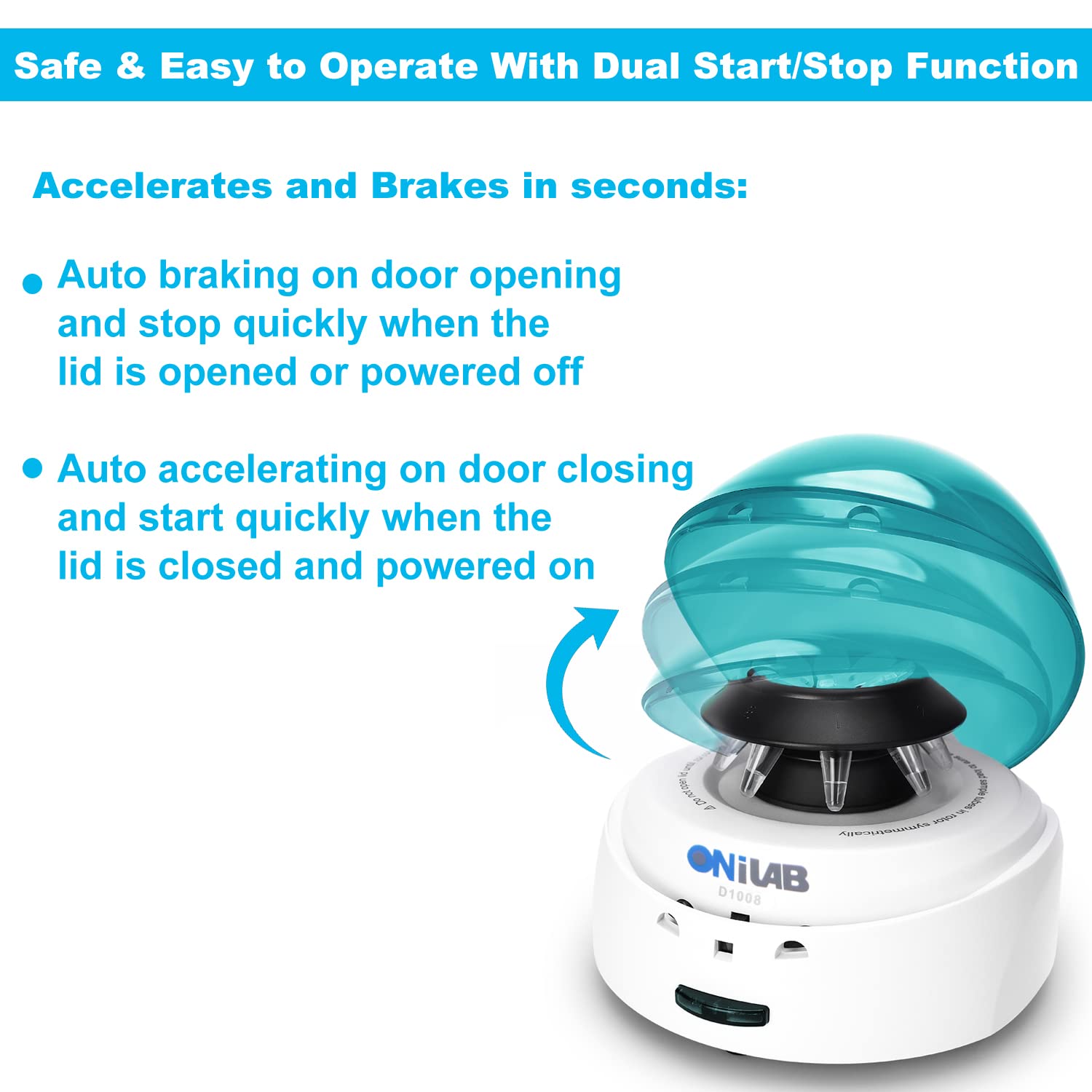 ONiLAB's Scientific Mini Centrifuge 5000RPM, 1360 x g RCF, Lab Benchtop Centrifuge with 2 Rotors for 8 x 0.2/0.5/1.5/2.0ml and 0.2mL×32 PCR Strips, Low Noise≤45dB, 100-240V,Green lid
