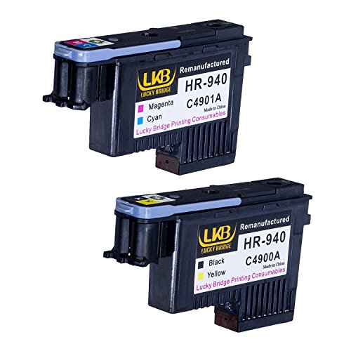 LKB Remanufactured HP940 Printhead C4900A C4901A and 1 Set 940 940XL Ink Cartridge with chip Never Used Replacement for HP Officejet (2PK Printhead and 1 Set Ink Cartridge)-USA