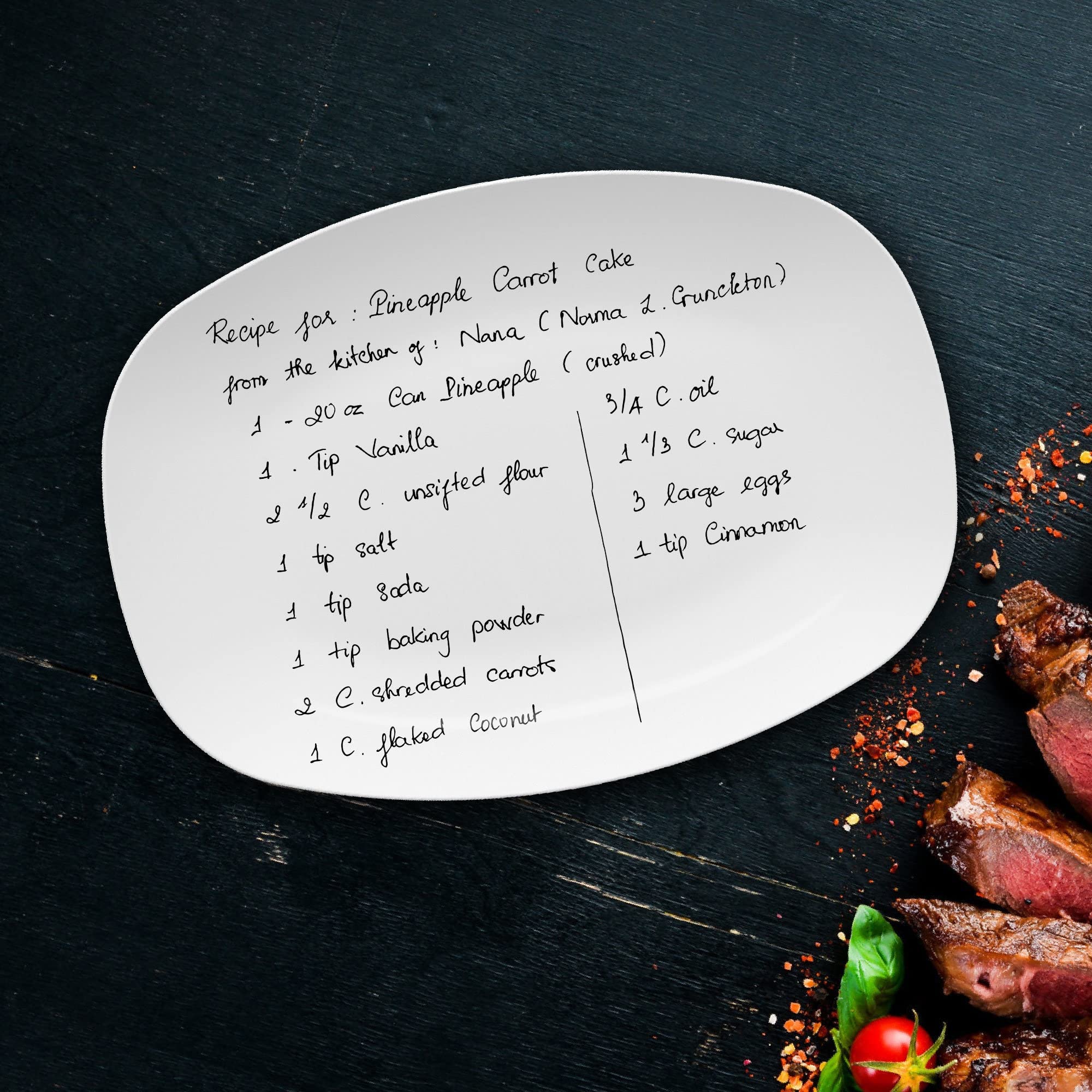 Custom Handwriting Recipe Platter Personalized Handwritten Recipe Gift Personalized Platter Grandma Platter Family Recipe Keepsake Mother's Day Gift Serving Trays Serving Plates for Fish Dish, Steak