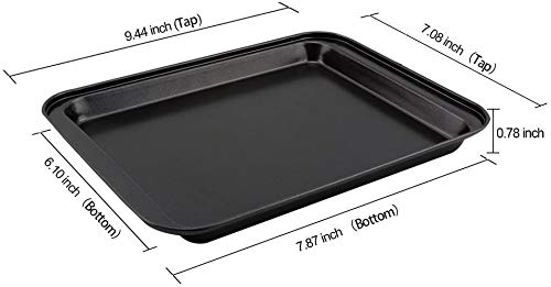 EALEK Small Baking Sheet 2 Pack 9.5 x 7 Inch, FDA Nonstick Toaster Oven Tray, Dark Grey, Small Cookie Sheet for 1 or 2 Person