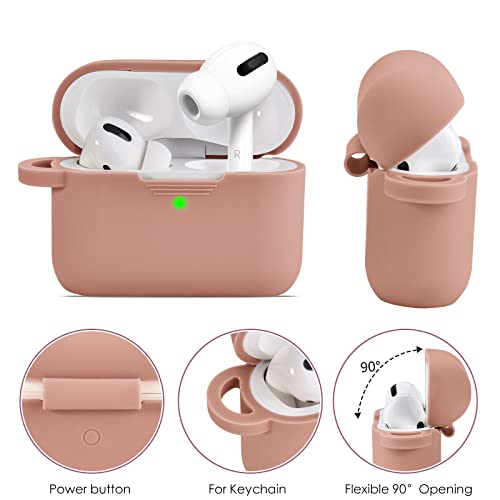 VISOOM Airpods Pro 1st Gen Case Compatible with Apple Silicone Airpods Pro 1 Case Cover for Women Cute Cases Airpod/iPods Pro with Glitter Keychain for Airpod Pro Charging Case-Milk Tea