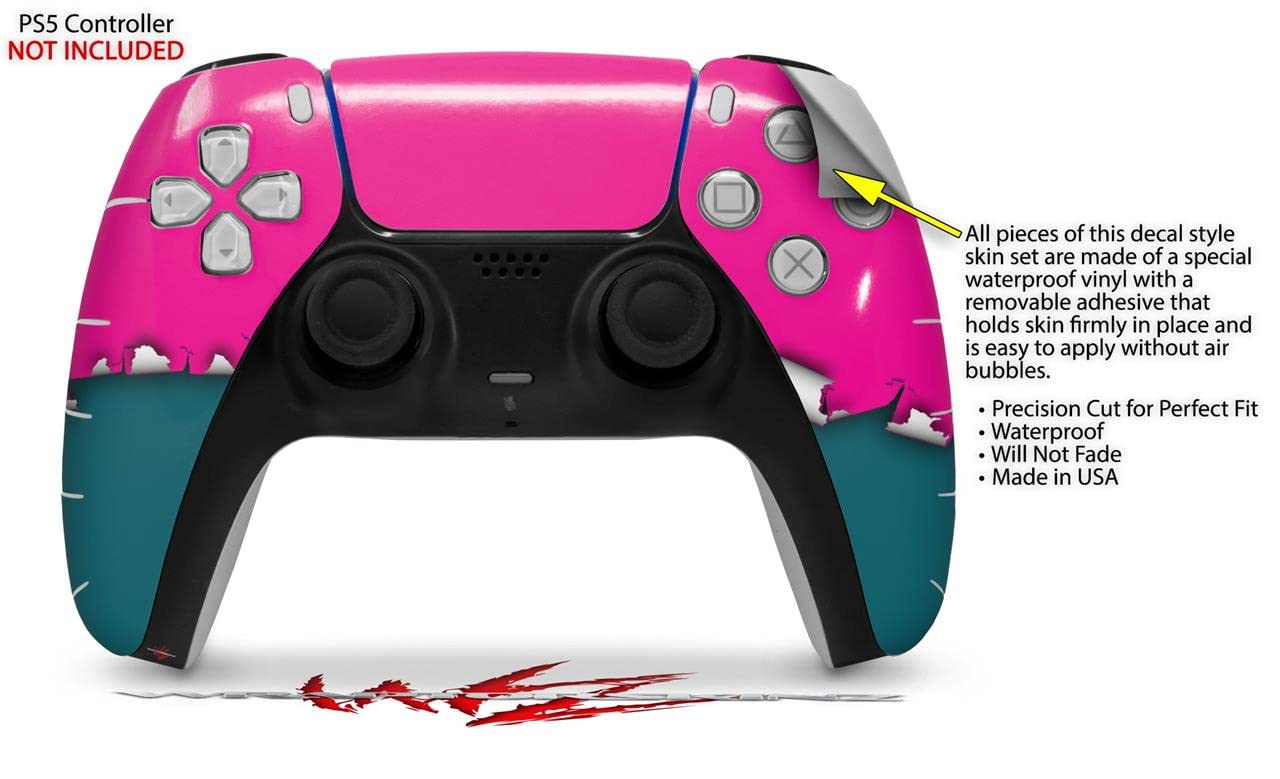 WraptorSkinz Skin Wrap compatible with Sony PS5 DualSense Controller Ripped Colors Hot Pink Seafoam Green (CONTROLLER NOT INCLUDED)