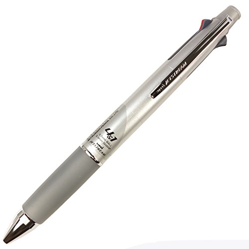 uni JETSTREAM 4&1 Red, Green, Blue, and Black 0.7mm Ballpoint Multi Pen and 0.5mm Mechanical Pencil (Silver)
