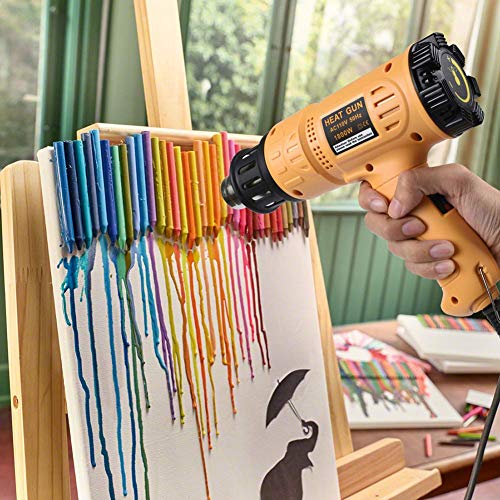 SEEKONE Heat Gun 1800W 122℉~1202℉(50℃- 650℃) Fast Heating Heavy Duty Hot Air Gun Kit Variable Temperature Control Overload Protection with 4 Nozzles for Crafts, Shrinking PVC, Stripping Paint(5.2FT)