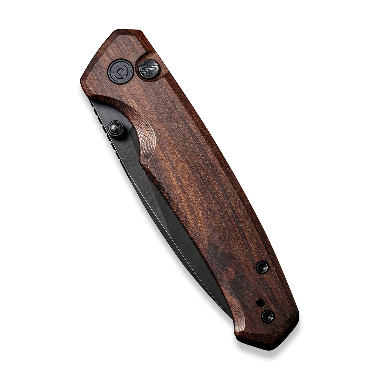 CIVIVI Altus Pocket Folding Knife with Button Lock and Thumb Stud Opener, 2.97" Nitro-V Black Stonewashed Blade Cuibourtia Wood Handle C20076-3