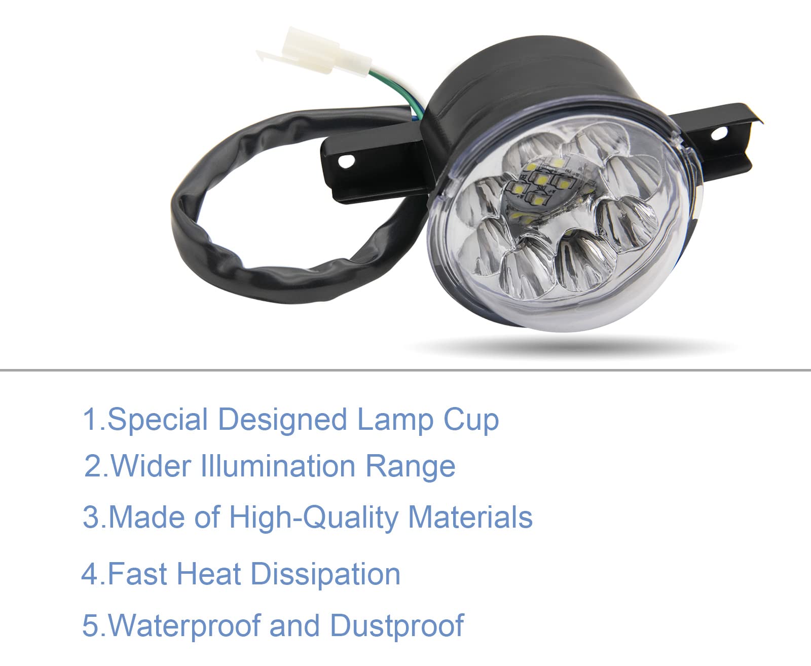 CMOOD 12V LED Front Headlight Compatible for TaoTao 125cc 150cc 250cc 300cc ATV Quad Headlights, Left Right Front Head Light for Coolster Peace JCL Baja Yamoto kazuma Roketa Chinese 4 wheeler (2PCS)