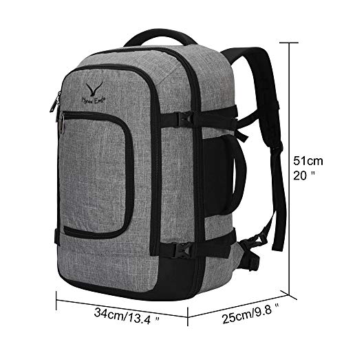 Hynes Eagle Travel Backpack 40L Flight Approved Carry on Backpack Men Large Cabin Weekender Laptop Backpack Women 15.6 inches Light Grey with Red Violet