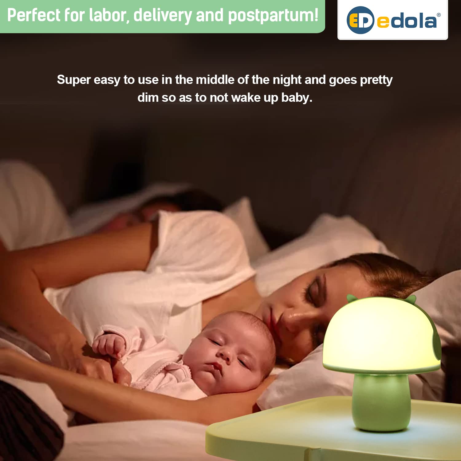 edola Baby Sleep Light, Toddler Projector Night Light, USB Rechargeable Portable Adjustable Brightness Light for Breastfeeding
