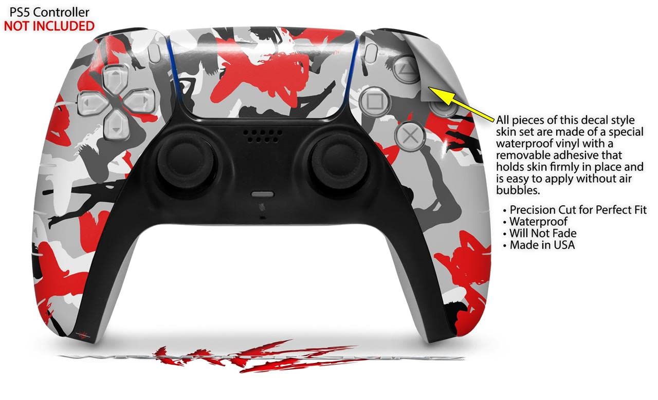 WraptorSkinz Skin Wrap compatible with Sony PS5 DualSense Controller Sexy Girl Silhouette Camo Red (CONTROLLER NOT INCLUDED)