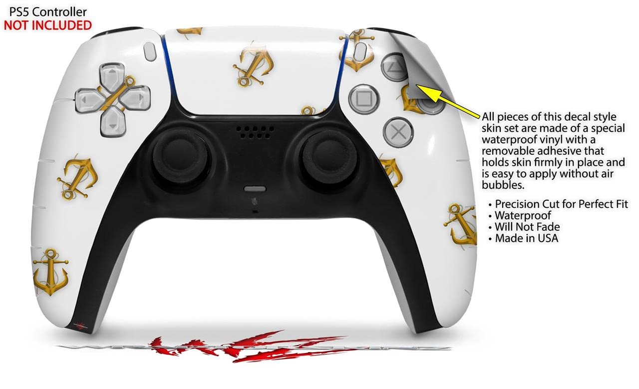 WraptorSkinz Skin Wrap compatible with Sony PS5 DualSense Controller Anchors Away White (CONTROLLER NOT INCLUDED)