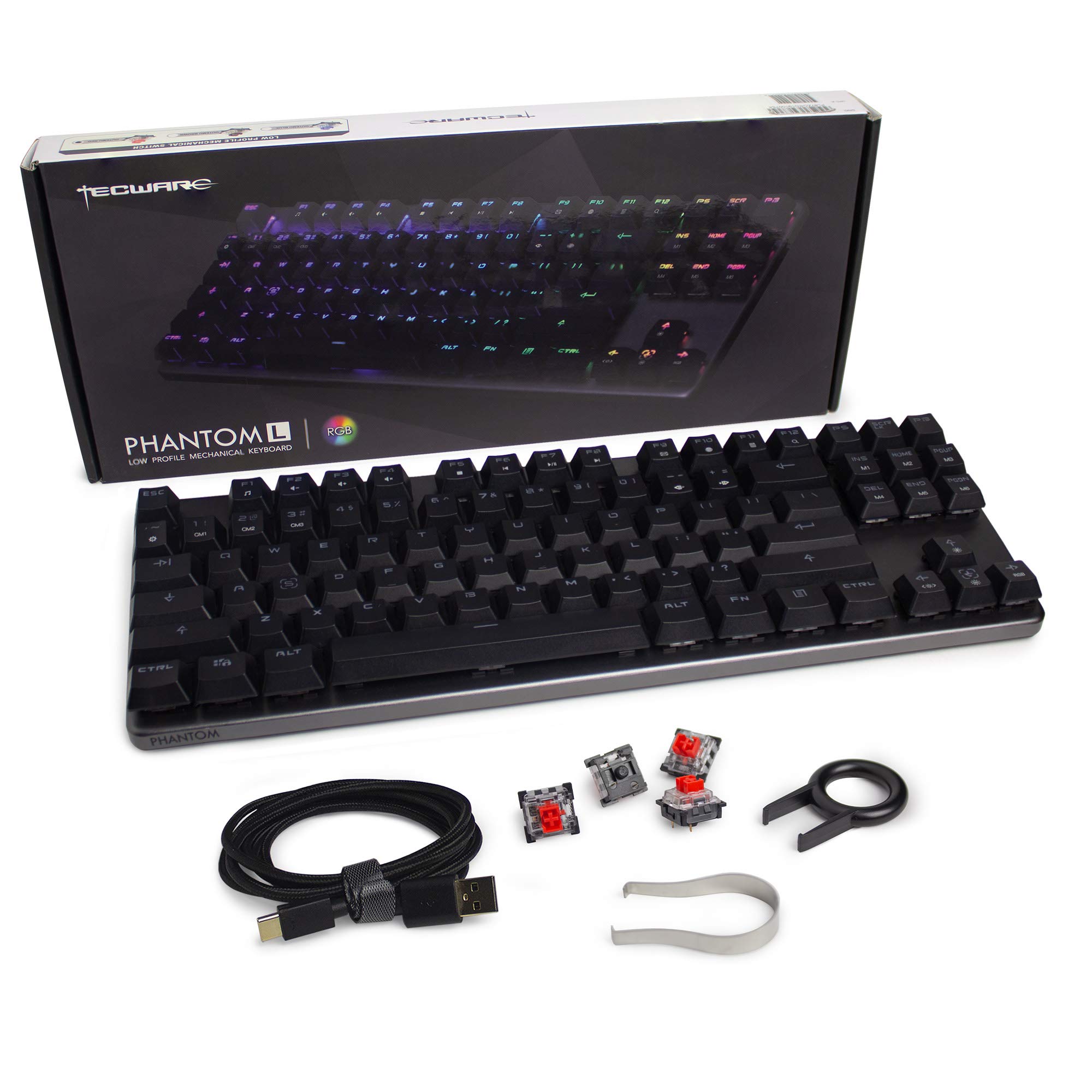 TECWARE Phantom L, Low Profile Mechanical Keyboard, RGB LED (Outemu Brown Switch)