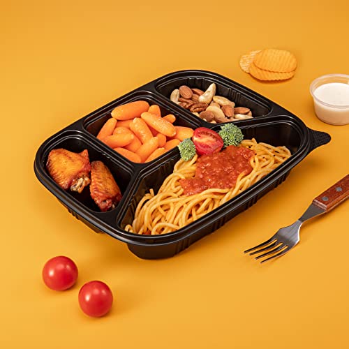 OTOR Meal Prep Containers 34oz Bento Boxes 4 Compartments with Clear Airtight Lids Food Storage lunch box Stackable Travel Containers 15 Sets BPA Free Dishwasher,Microwave,Freezer Safe