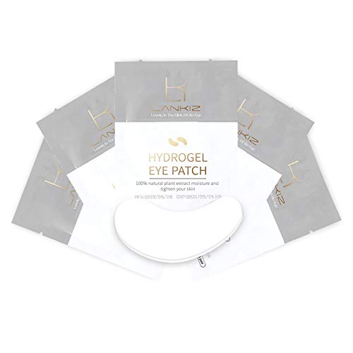 LANKIZ Eye Pads for Lash Extensions Under Eye Gel Pads for Eyelash Extensions Lint Free Hydrogel Eye Patches Eyelash Extension Supplies 100 pairs