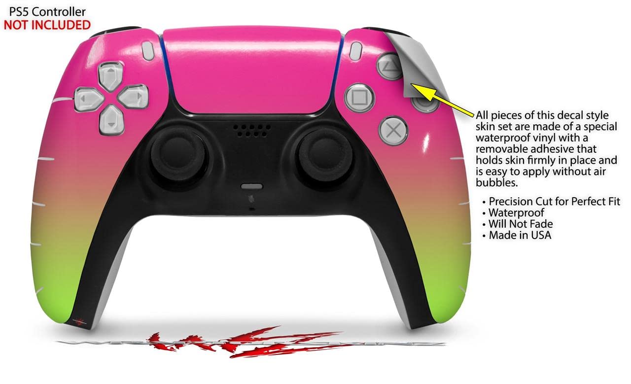 WraptorSkinz Skin Wrap compatible with Sony PS5 DualSense Controller Smooth Fades Neon Green Hot Pink (CONTROLLER NOT INCLUDED)