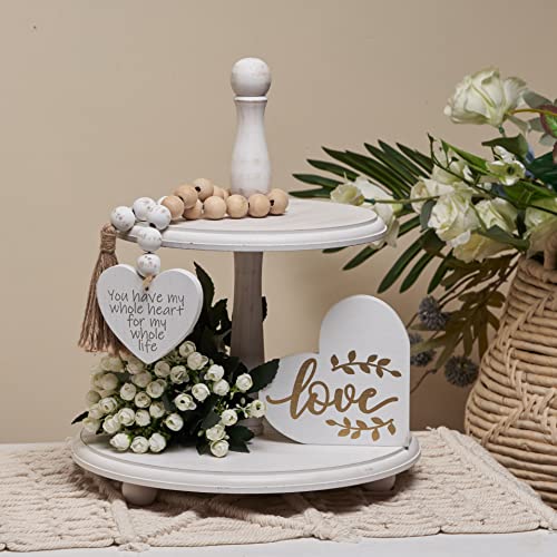 Defined Deco Two Tiered Tray Wooden Tiered Serving Tray Farmhouse Tiered Tray Stand with Tiered Tray Décor Signs for Wedding Decor and Rustic Farmhouse Décor, Set of 3