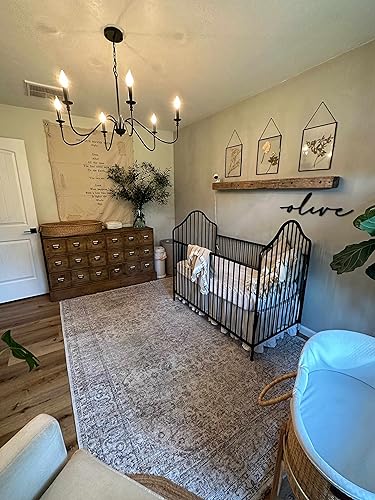 Hauteloom Holi Collection Antebi - Machine Washable Oriental Persian Living Room Kitchen Bedroom Dining Room Area Rug - Neutral Vintage Distressed Boho Style - Beige, Brown, Cream - 7'10"x10'3"