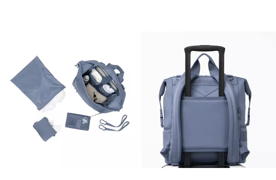 Diaper Bag Backpack- Multifunctional bag- Stylish baby bag- Baby bag with stroller hooks- Diaper bag with changing pad- Maternity bag for Mom and Dad (Blue)
