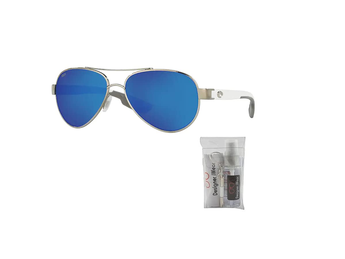 Costa Del Mar Loreto 6S4006 400605 56MM 21 Palladium/Blue Mirror 580P Plastic Polarized Aviator Sunglasses for Women + BUNDLE with Designer iWear Eyewear Kit