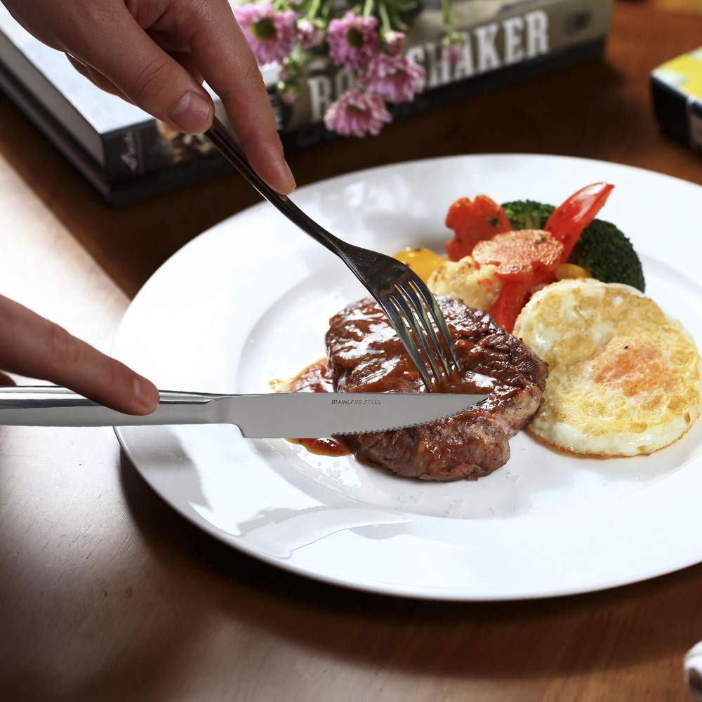 Idotry 6-Piece Stainless Steel Steak Knives, Kitchen Dinner Knives