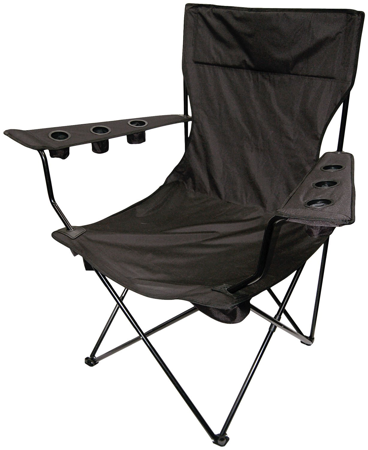 Creative Outdoor Camping Folding Chair, Extra King-Size Padded Camping Seat with Arm Rest, Multiple Cup & Wine Glass Holders with Cooler Bag, Support 450 LBS, Red, Alloy Steel Black